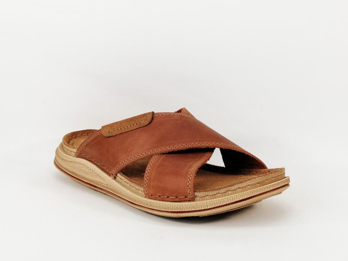 Mule Tout Cuir Camel MORAN'S Homme I Pointure Plus