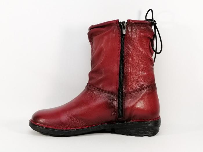 Botte Femme Cuir Très Souple Rouge BRAN'S I Pointure Plus