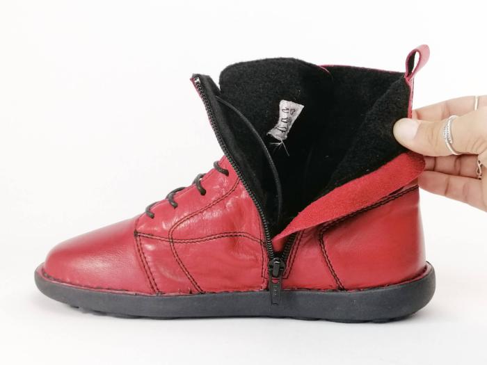 Bottine Femme Cuir Souple Rouge MORAN'S I Pointure Plus