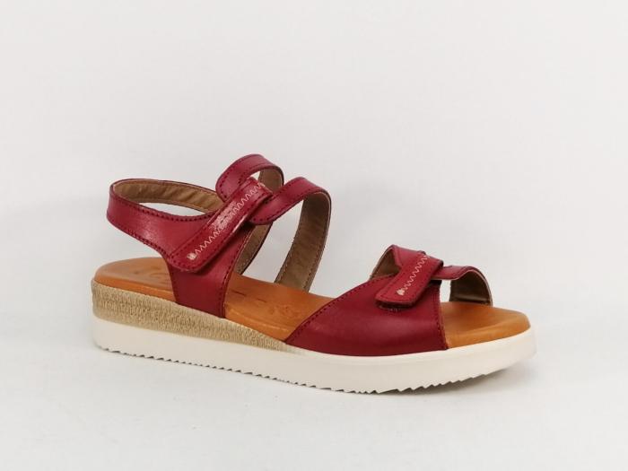 Sandale Rouge Femme Cuir Souple JORDANA I Pointure Plus