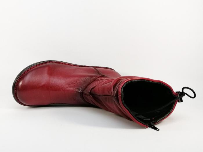 Botte Femme Cuir Très Souple Rouge BRAN'S I Pointure Plus