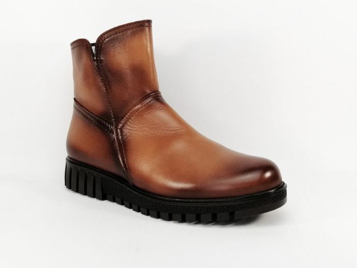 Bottine Femme Tout Cuir Camel BRAN'S I Pointure Plus